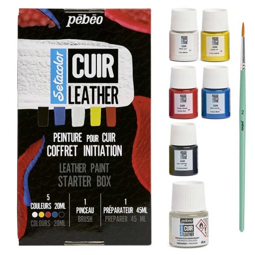 Farby do skóry Pebeo Setacolor Cuir Leather Starter Box zestaw 7 ...