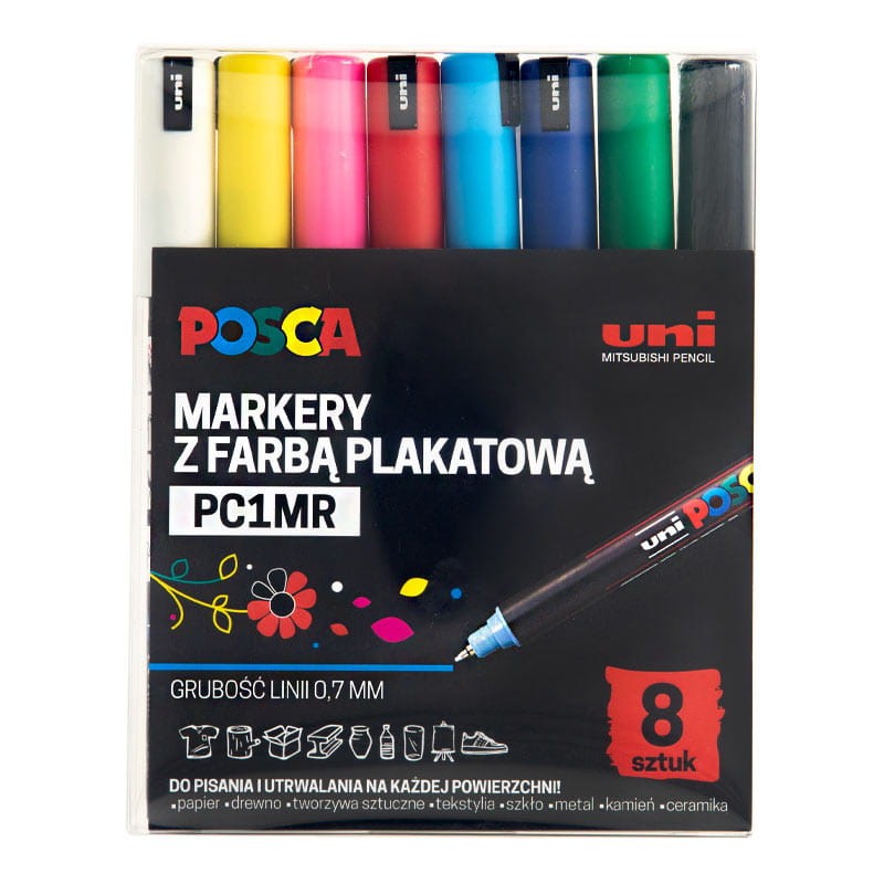 Markery POSCA PC-1MR zestaw 8 szt. Basic - Storm Sklep Plastyczny